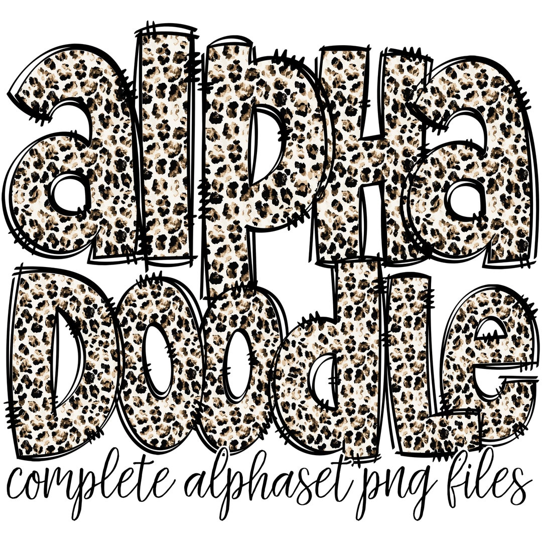 Cheetah Alphabet Doodle Letters PNG Bundle, Digital Design, Mothers Day ...