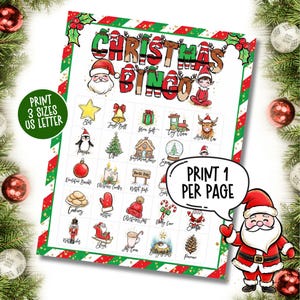 Printable Christmas Bingo, 100 Christmas Bingo Cards for Kids Christmas ...