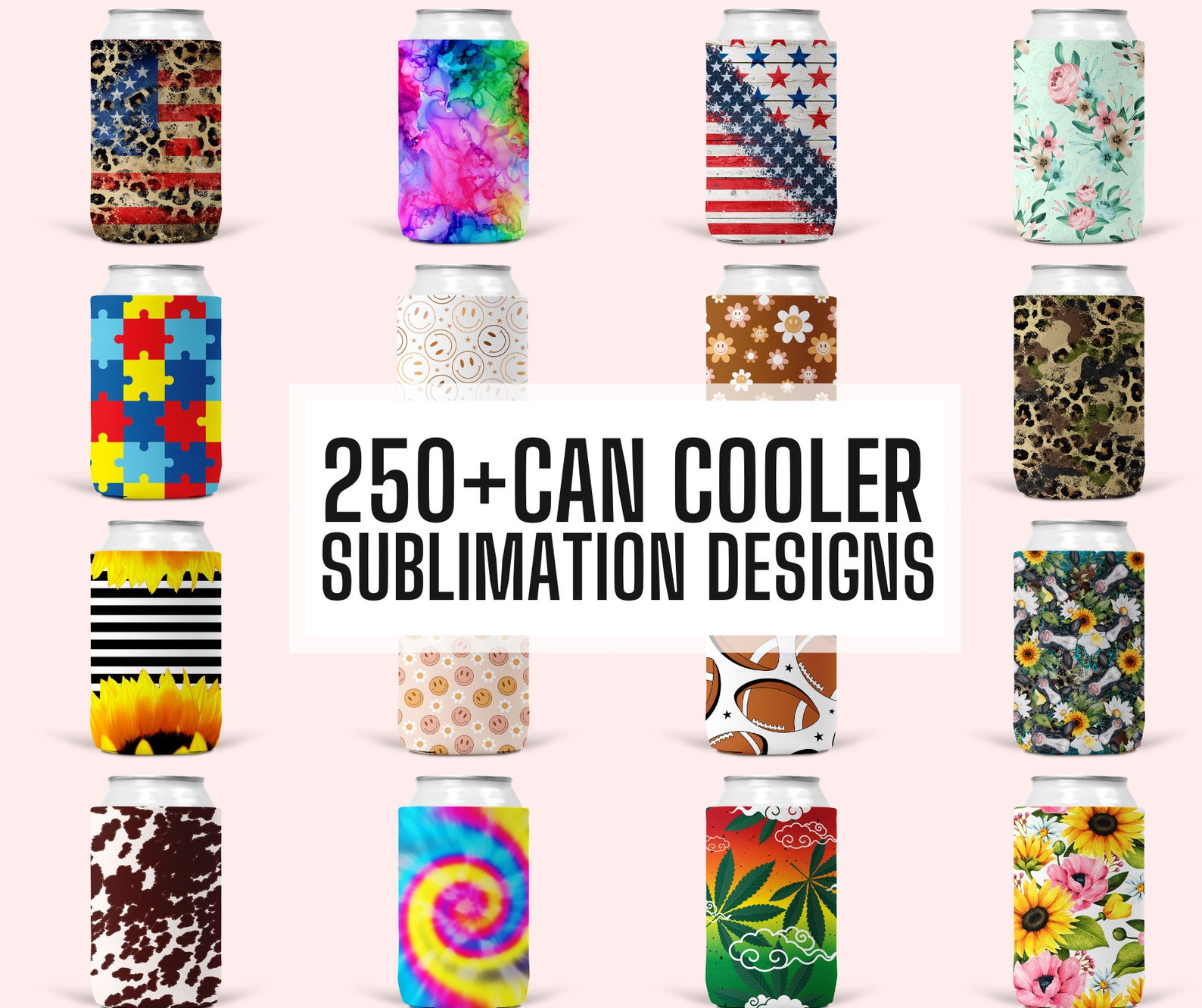 250 Fabric Can Cooler Sublimation Designs Bundle Beer - Etsy
