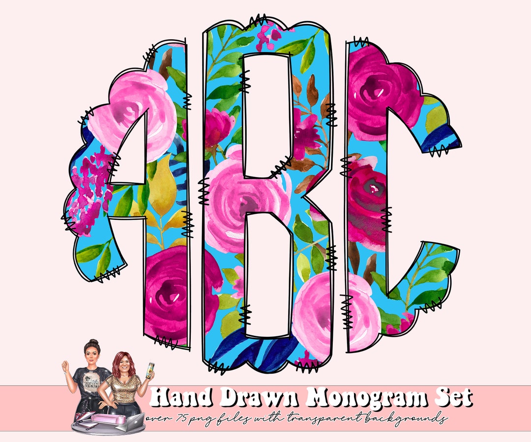 Floral Flower Monogram Full Alphabet Individual Saved Monogram Letters ...