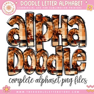 Highland Cow Lover Rustic Cowhide Doodle Alphabet Letters PNG Bundle ...