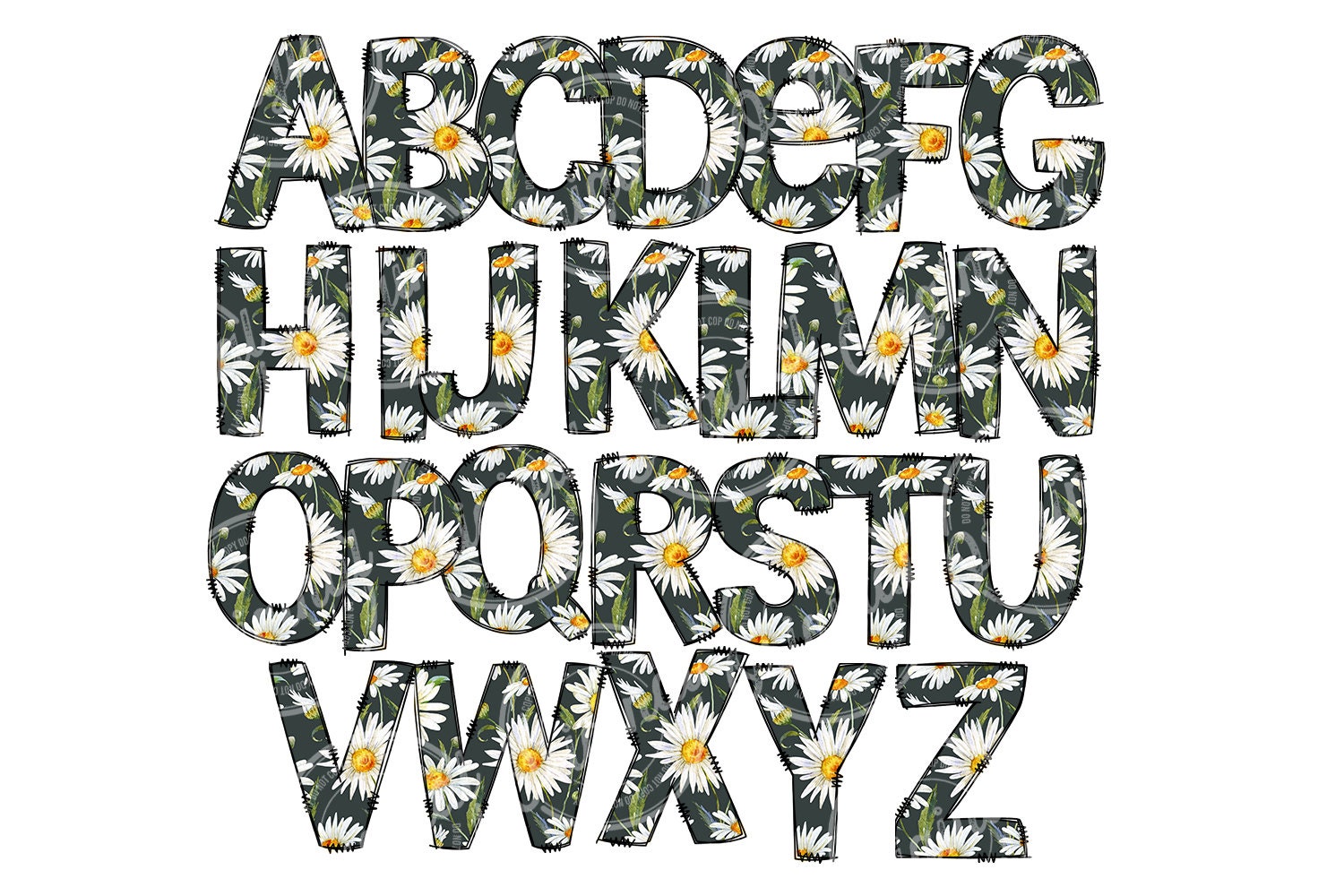 Daisy Doodle Letters With Matching Tumbler Template Flower - Etsy