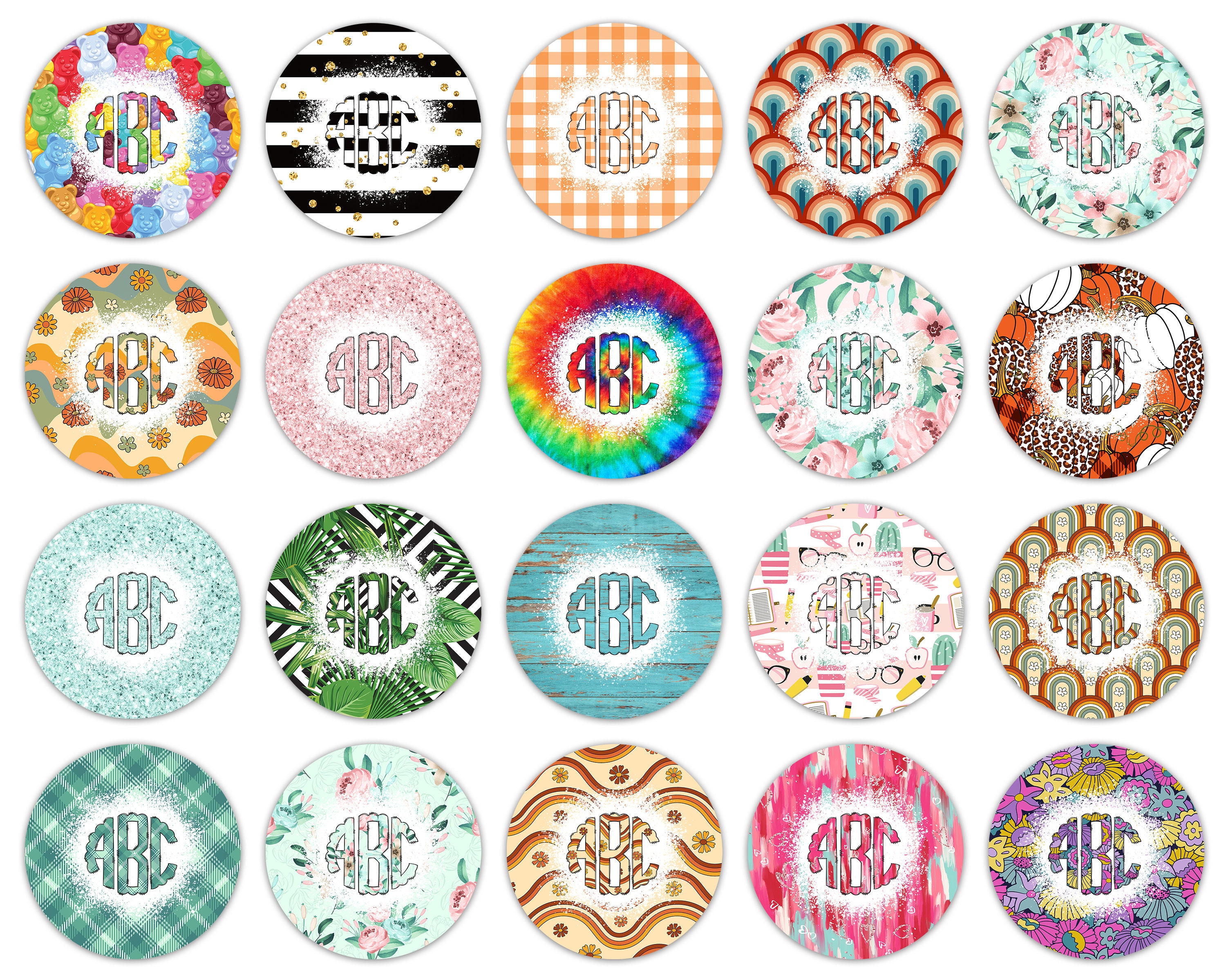 Car Coaster Bundle With Matching Monograms Clip Art Design | Etsy