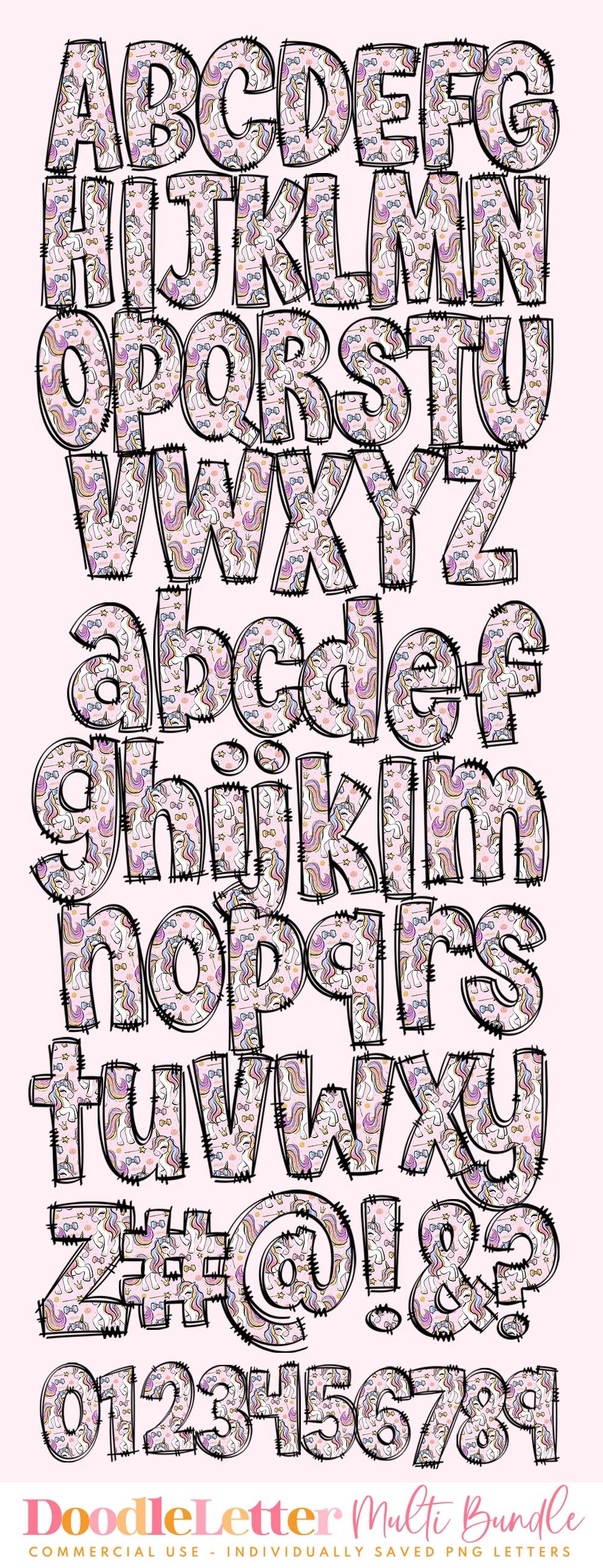 Unicorn Mini Mega Doodle Letter Bundle, Alphabet Set, Clip Art Letters ...
