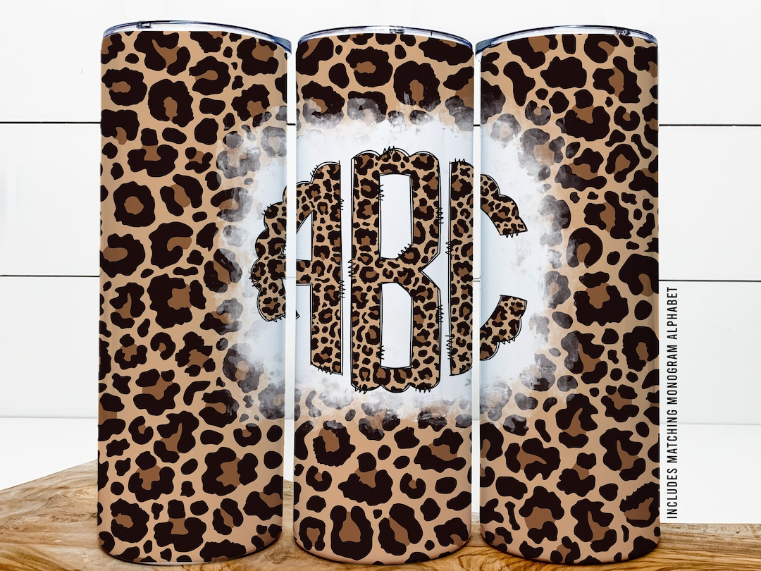 Leopard Print Monogram With Matching Tumbler Wrap, Add Your Own Custom ...
