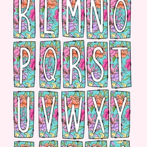 Spring Flowers on Blue Mega Doodle Letter Bundle, Alphabet Set, Clip ...