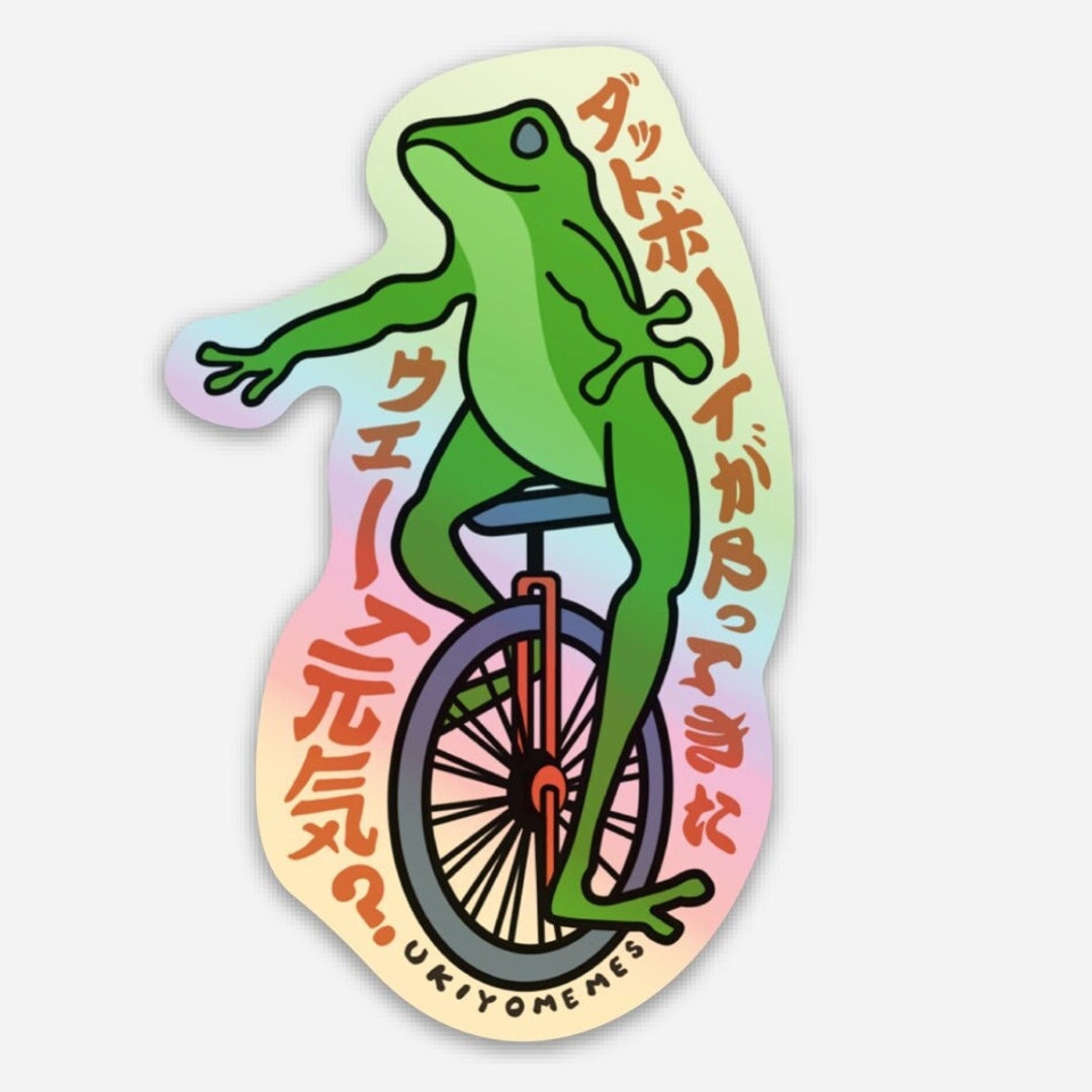 Frog Meme Shiny Holographic Sticker - Dat Boi Japanese Pop Art Style - Etsy