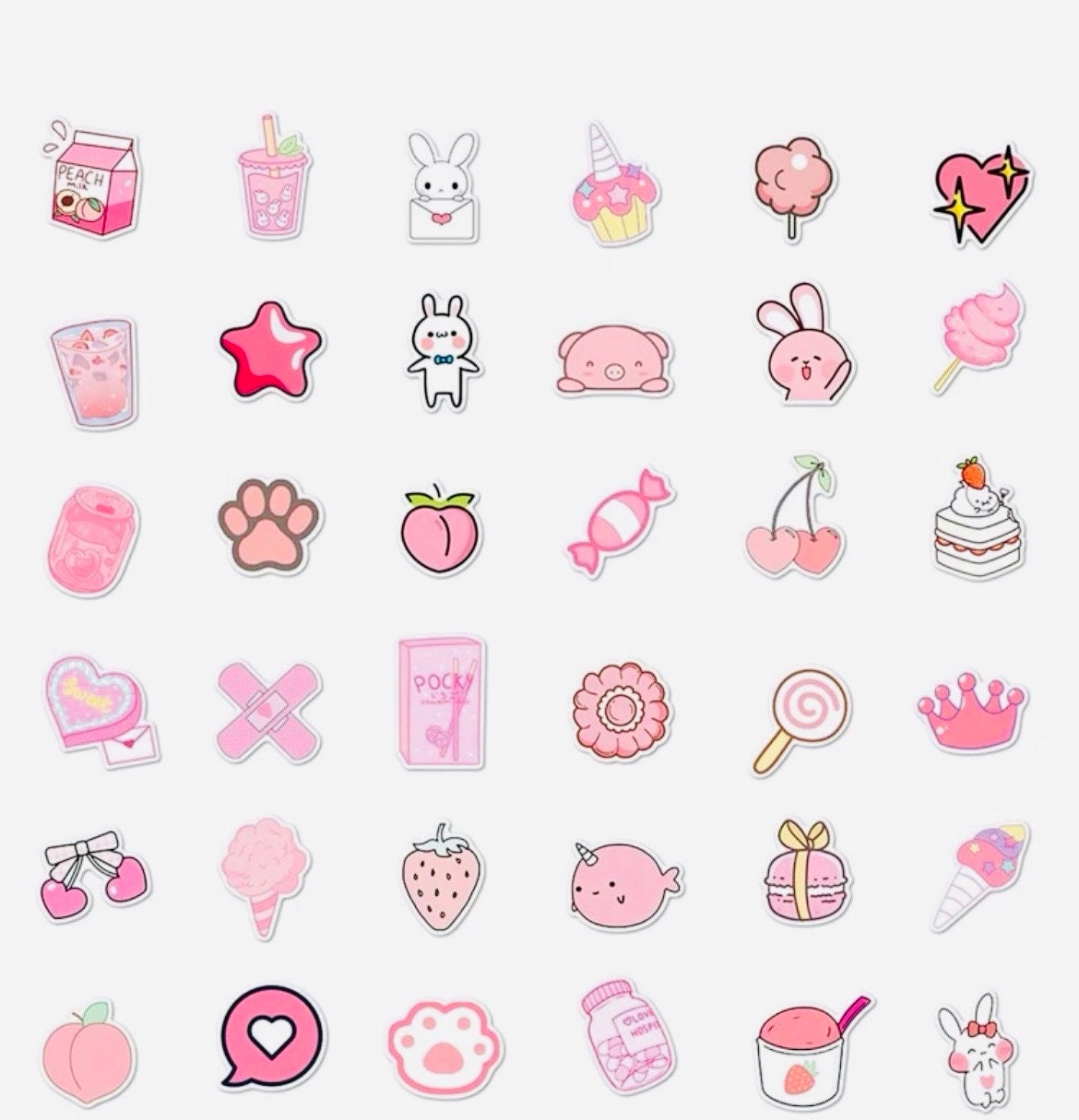 Cute Pink Girly Sticker Pack Random 50pc - Etsy
