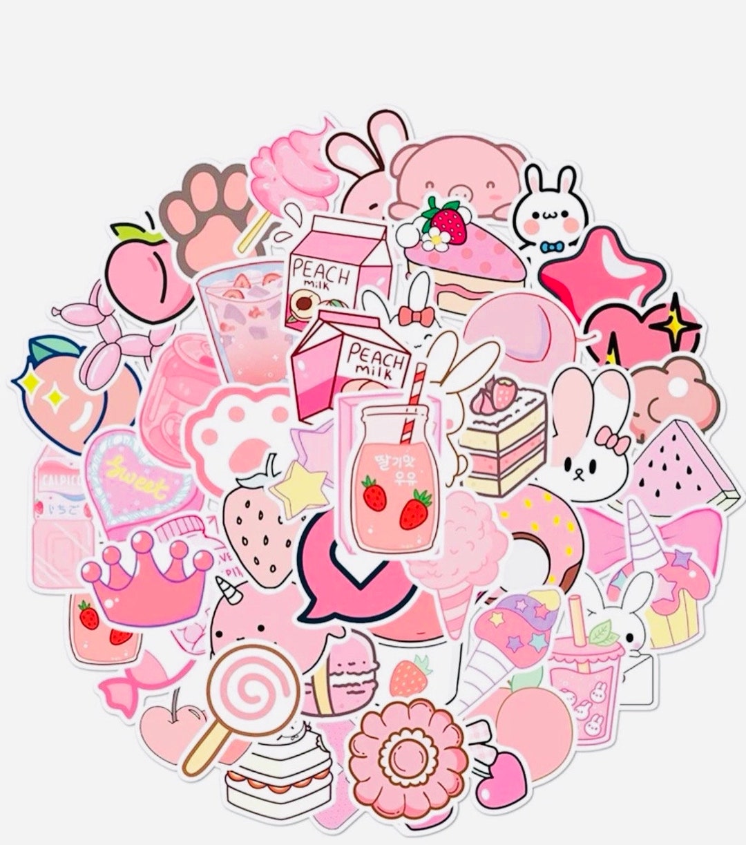 Cute Pink Girly Sticker Pack Random 50pc - Etsy