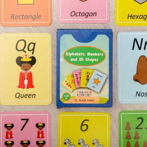 Educational Flashcards - Alphabets, Numbers and 2D Shapes - Etsy UK