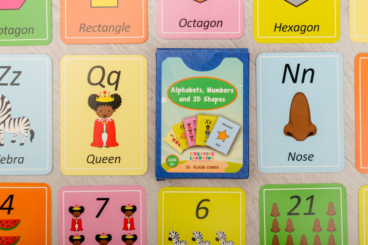 Educational Flashcards - Alphabets, Numbers and 2D Shapes - Etsy UK