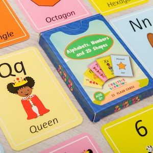 Educational Flashcards - Alphabets, Numbers and 2D Shapes - Etsy UK
