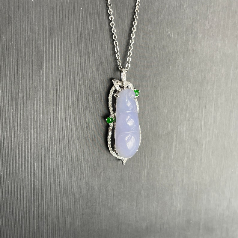 Ice Lavender Jade Pea Pod Pendant, Purple Jade Pendant, Natural Grade A ...