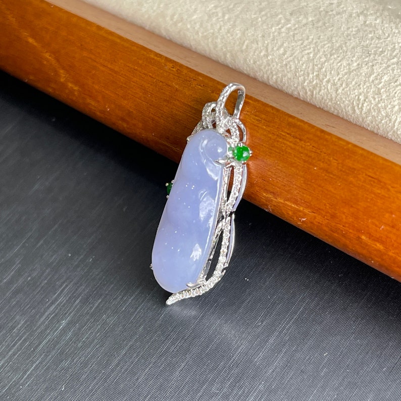 Ice Lavender Jade Pea Pod Pendant, Purple Jade Pendant, Natural Grade A ...