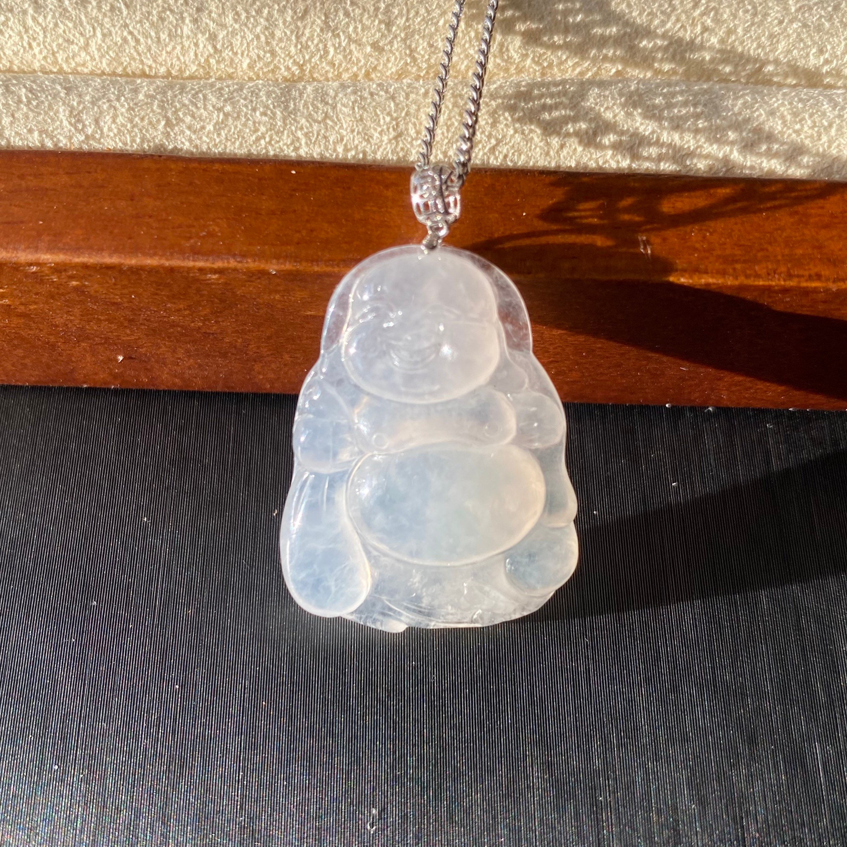 Translucent Genuine Ice Jade Buddha Pendant, Happy Jade Buddha, Natural ...