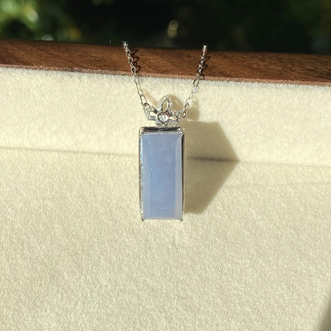 Ice Lavender Plain Peace Jade Necklace, Genuine Purple Jade Necklace ...