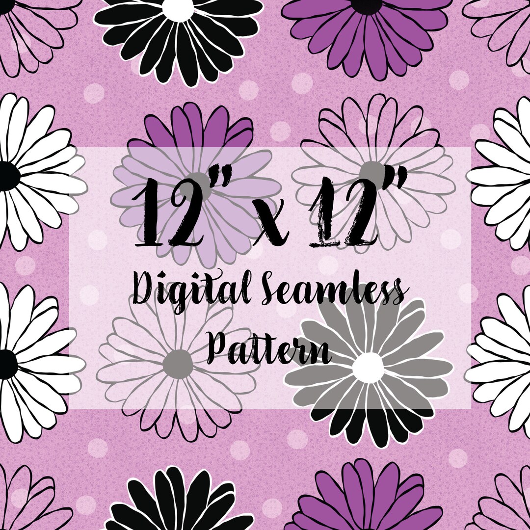 Flower Seamless Pattern, Purple Daisy Pattern, Repeating Floral Fabric ...