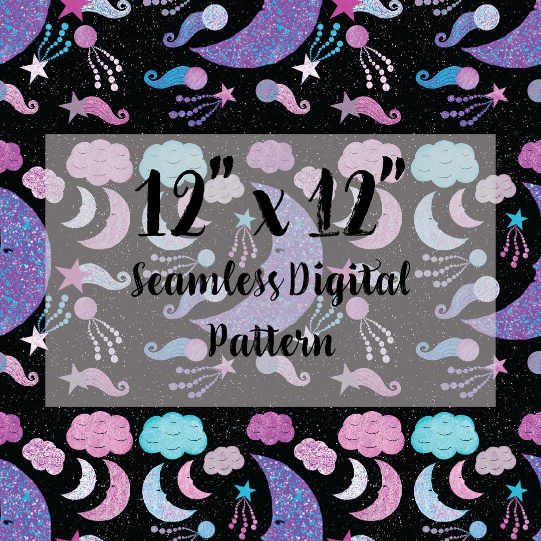 Celestial Seamless Pattern, Moon and Stars Repeating Pattern, Outer ...