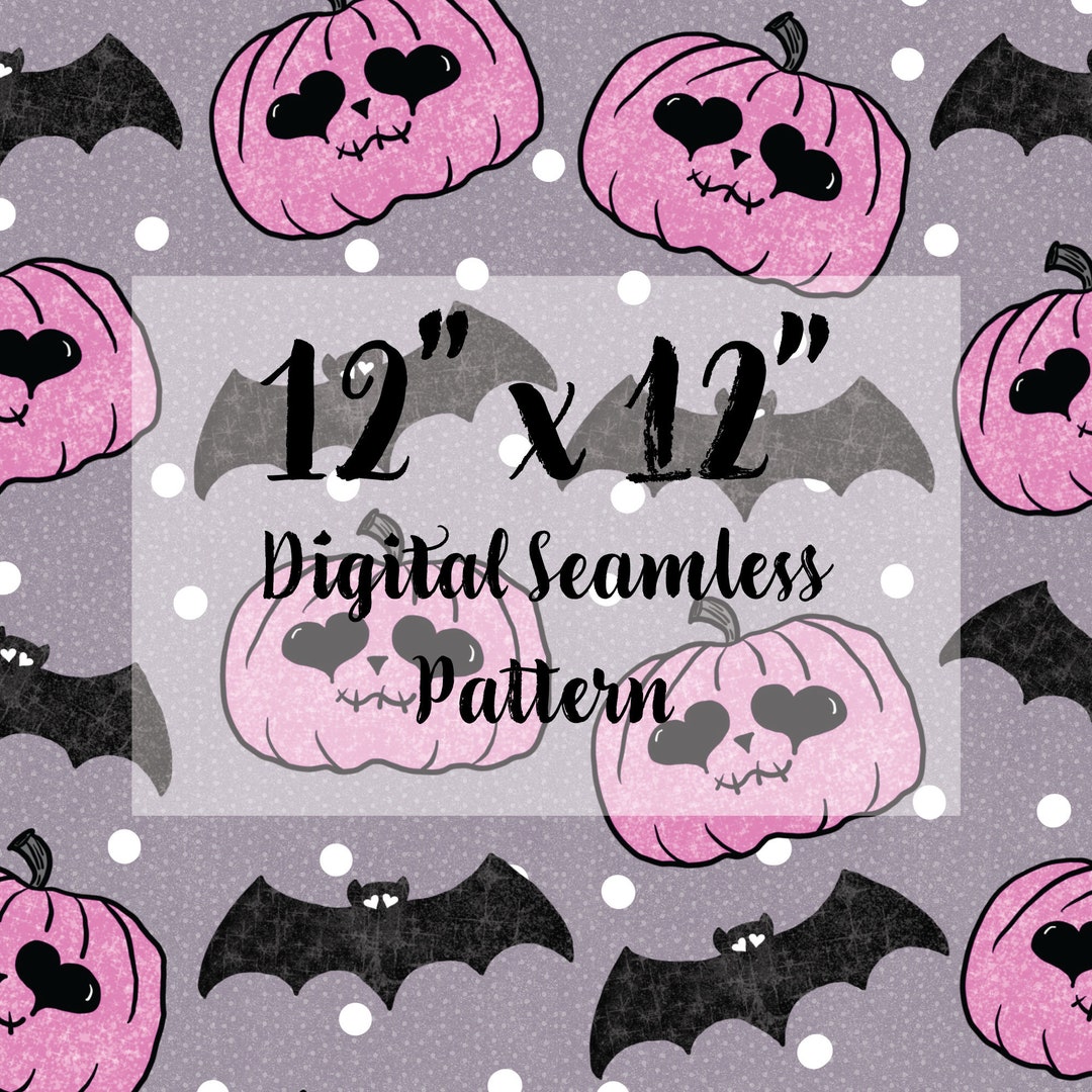 Cute Bat Pumpkin Seamless Pattern, Halloween Pattern, Repeating Spooky ...