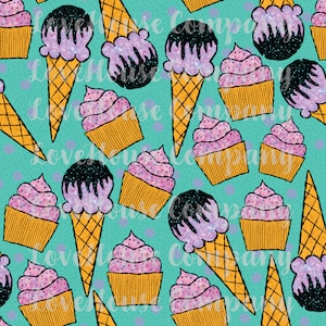 Ice Cream and Cupcakes Seamless Pattern, Cupcake Pattern, Repeating Ice ...