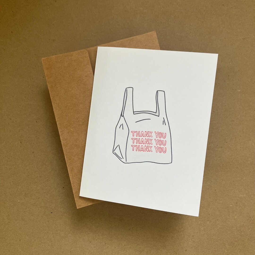 Thank You Plastic Bag Greeting Card - Etsy