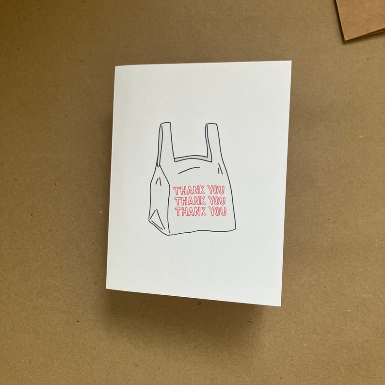 Thank You Plastic Bag Greeting Card - Etsy