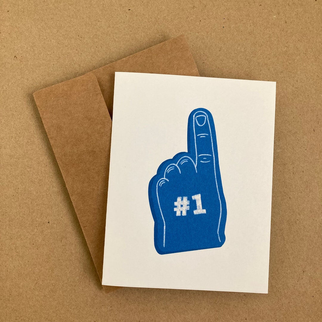 Blue Foam Finger #1 - Greeting Card - Etsy