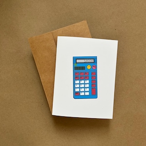Nostalgic Blue Calculator - Blank Card - Etsy