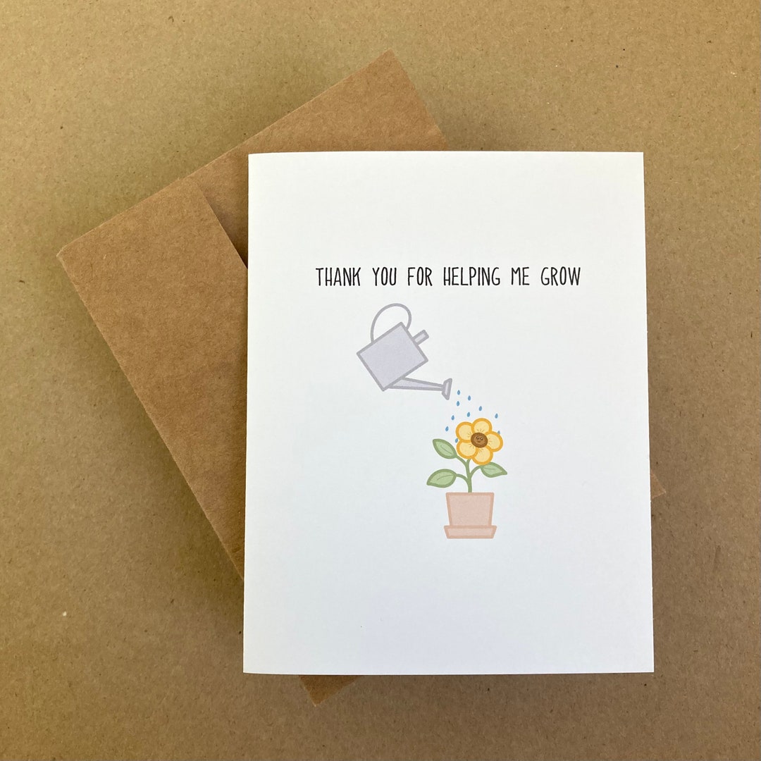 Thank You for Helping Me Grow - Greeting Card - Etsy