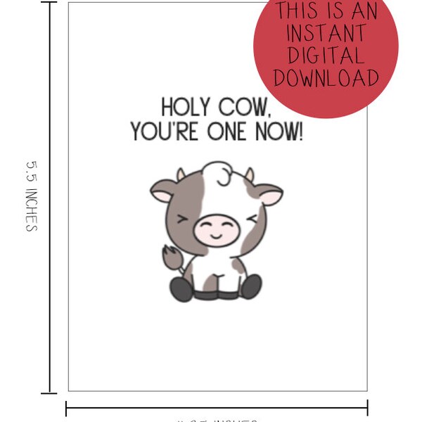 Cow First Birthday Card - Etsy
