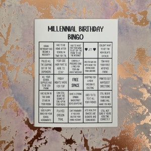 Millennial BINGO - Birthday Card - Etsy