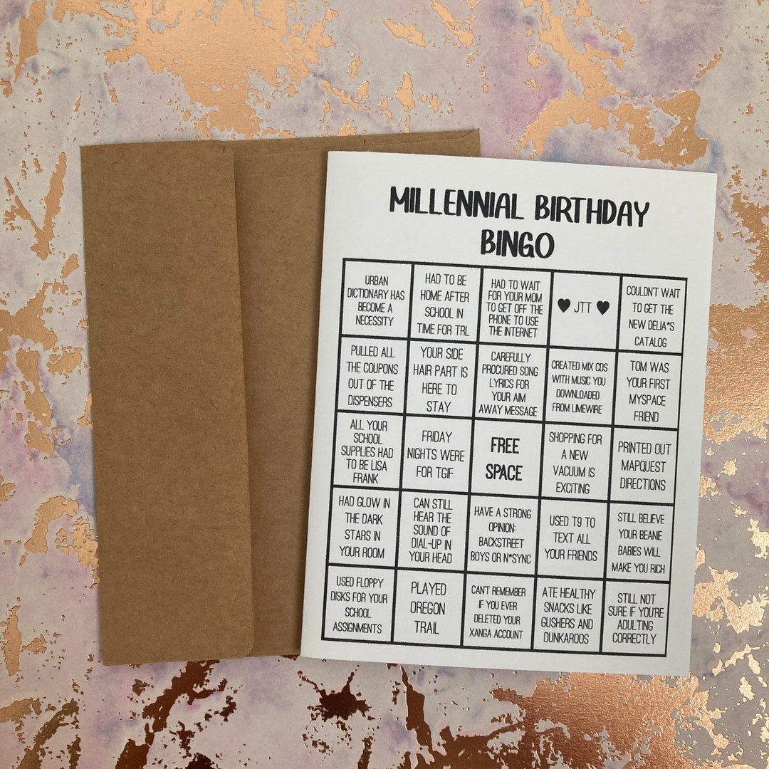 Millennial BINGO - Birthday Card - Etsy