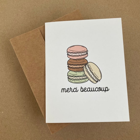 Merci Beaucoup Thank You Card French Macarons | Etsy