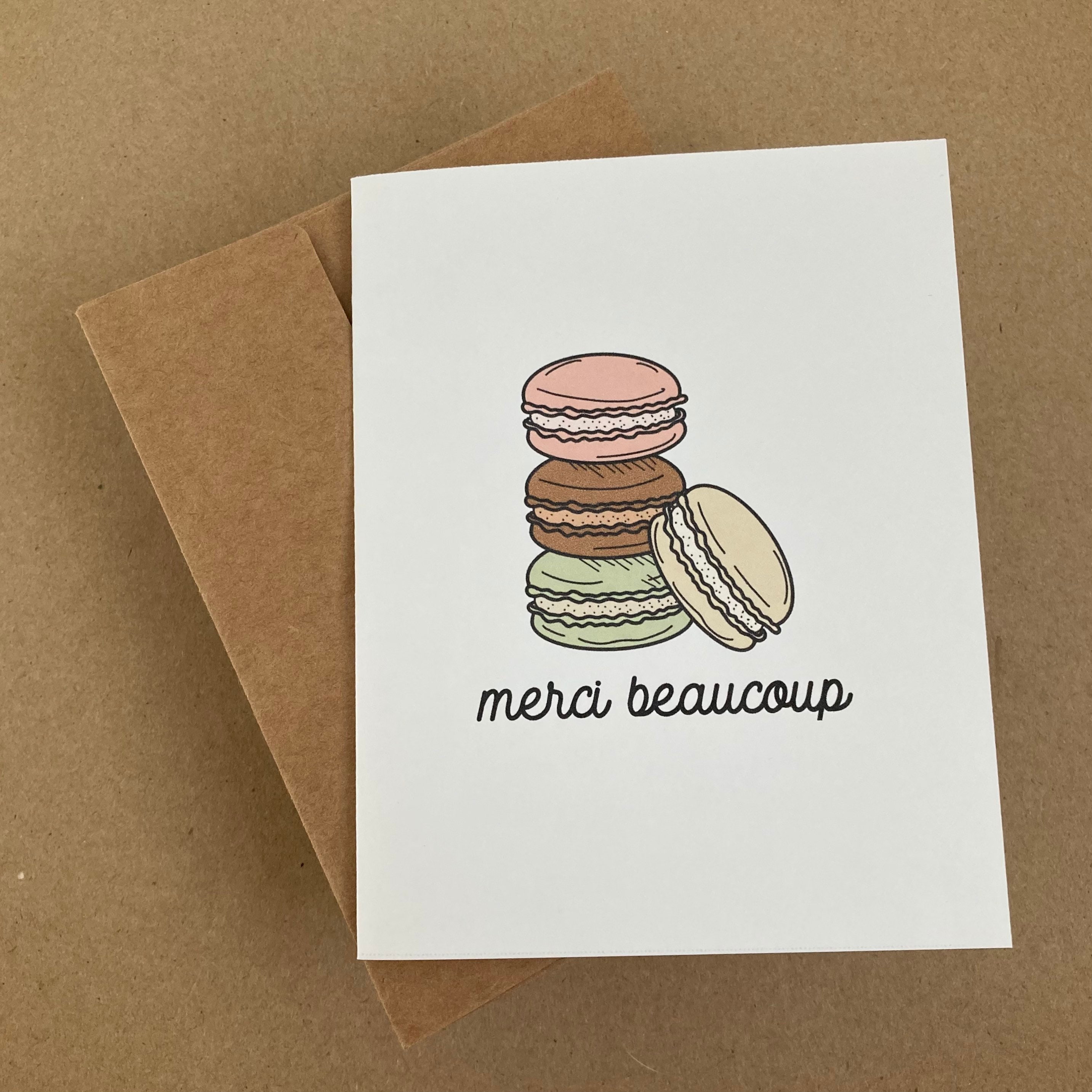 Merci Beaucoup - Thank You Card - French Macarons - Etsy