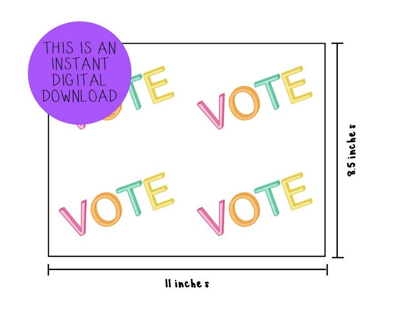 INSTANT DOWNLOAD Printable Block Letter vote Postcard 4 4.25x5.5 ...