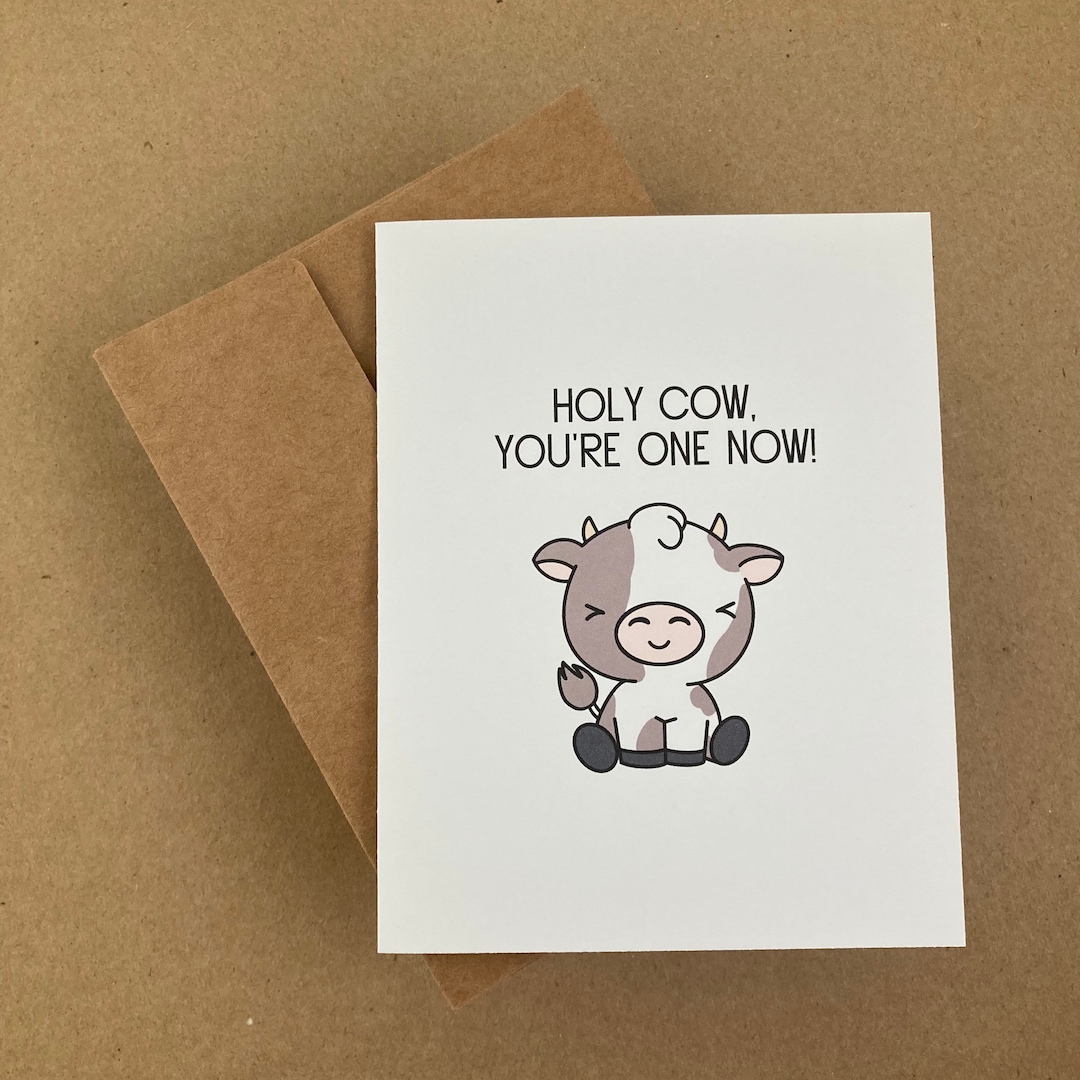 Holy Cow, You’re One Now! - First Birthday Card - Etsy