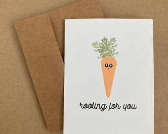 I'm Rooting for You, Cute Carrot Pun, Congratulations Card, Card for ...