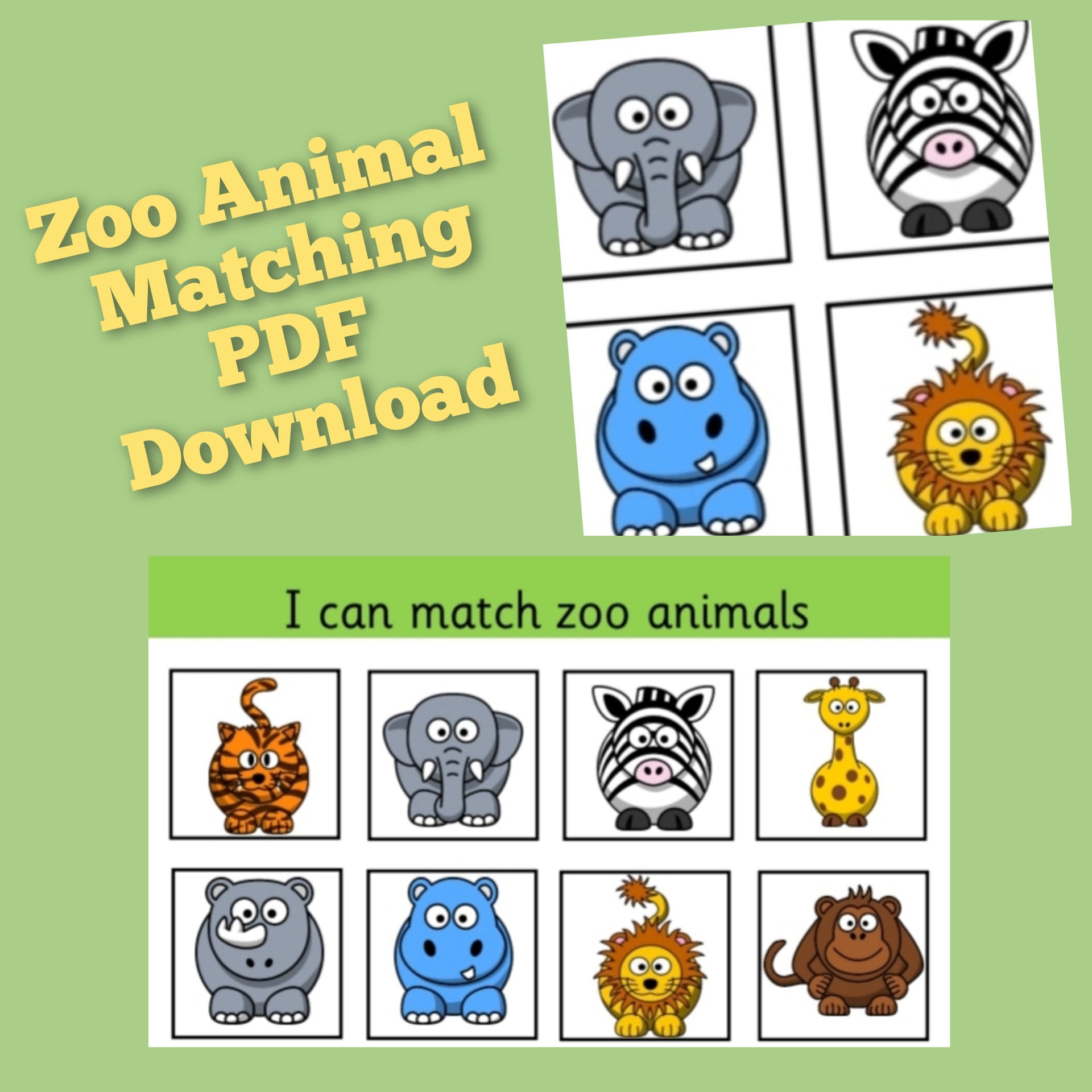 Zoo Animal Matching Learning Resource - Early Years - Etsy