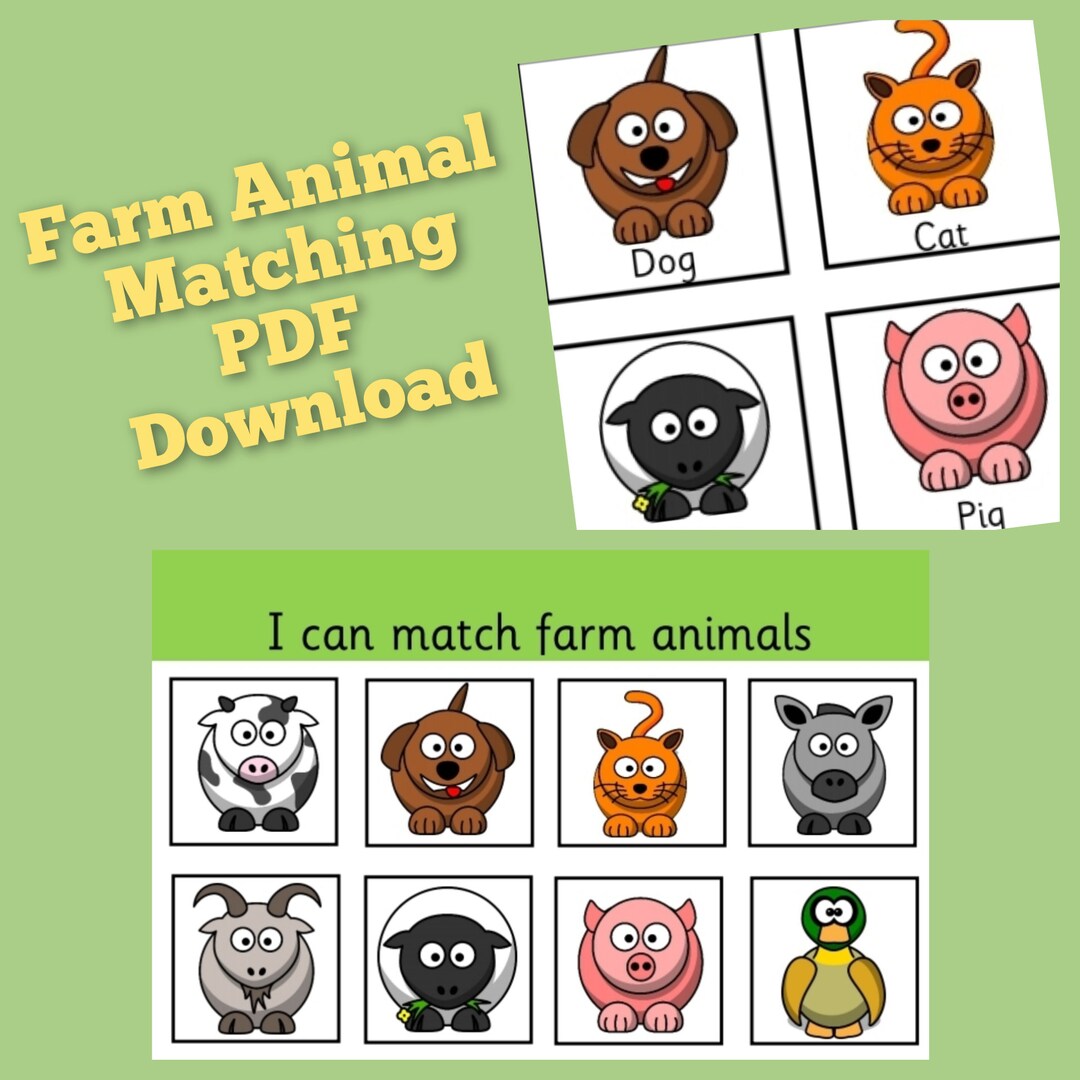 Farm Animal Matching Learning Resource - Early Years - Etsy