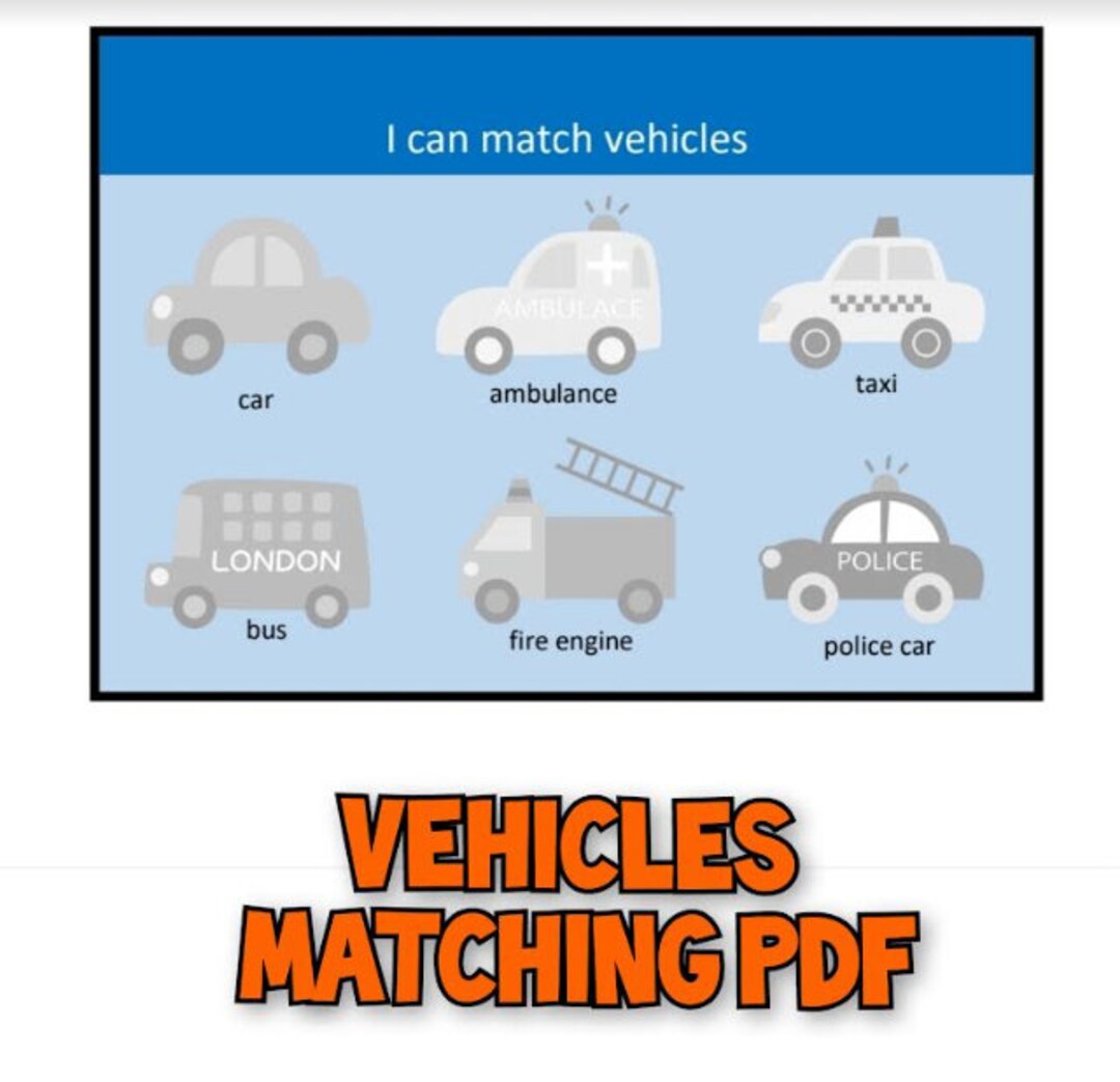 Vehicles Matching Activity Sheet PDF Download - EYFS, Early Years ...