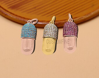 14k Gold Capsule Pendant - Etsy