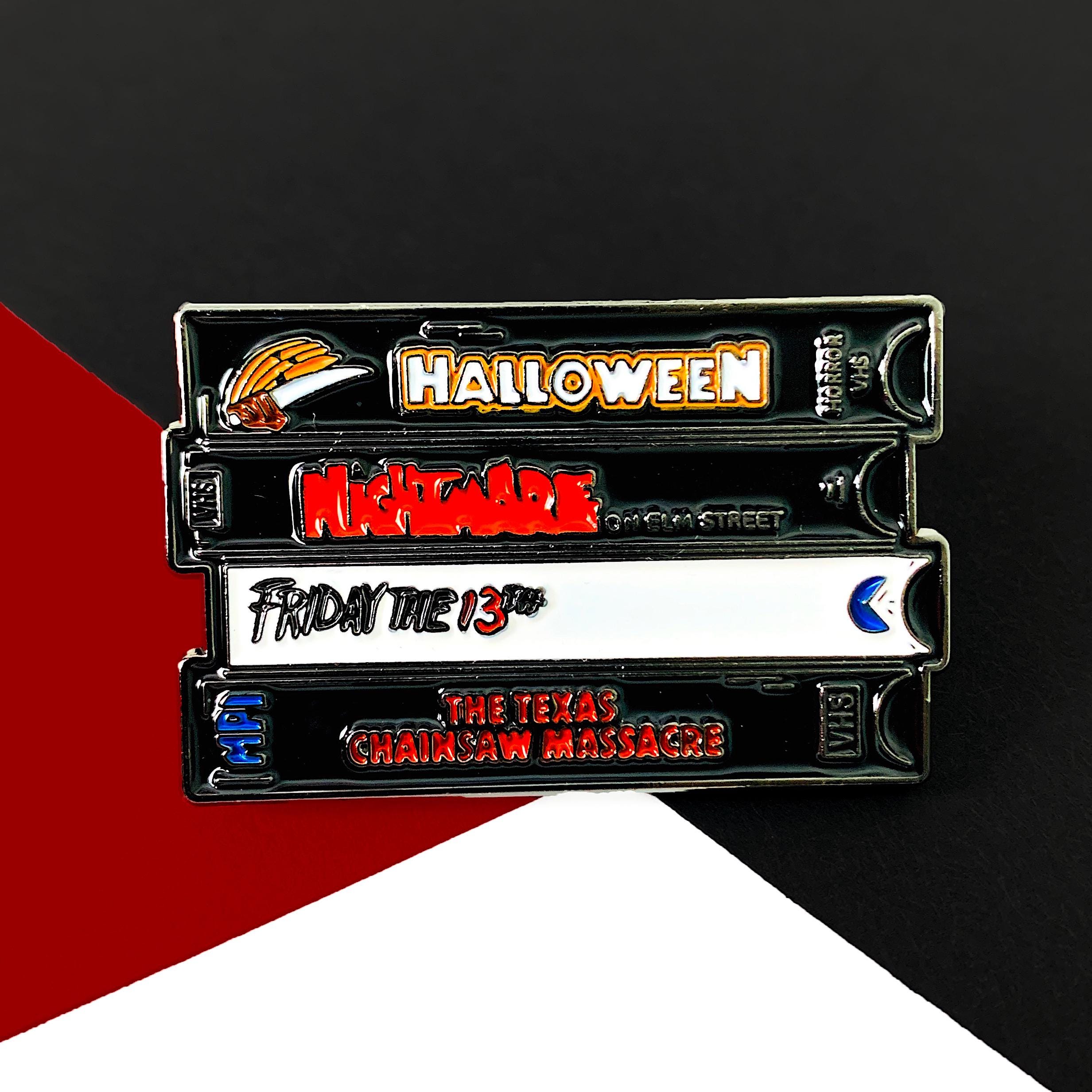 80's Horror VHS Stack Enamel Pin - Halloween Spooky Classic Horror ...