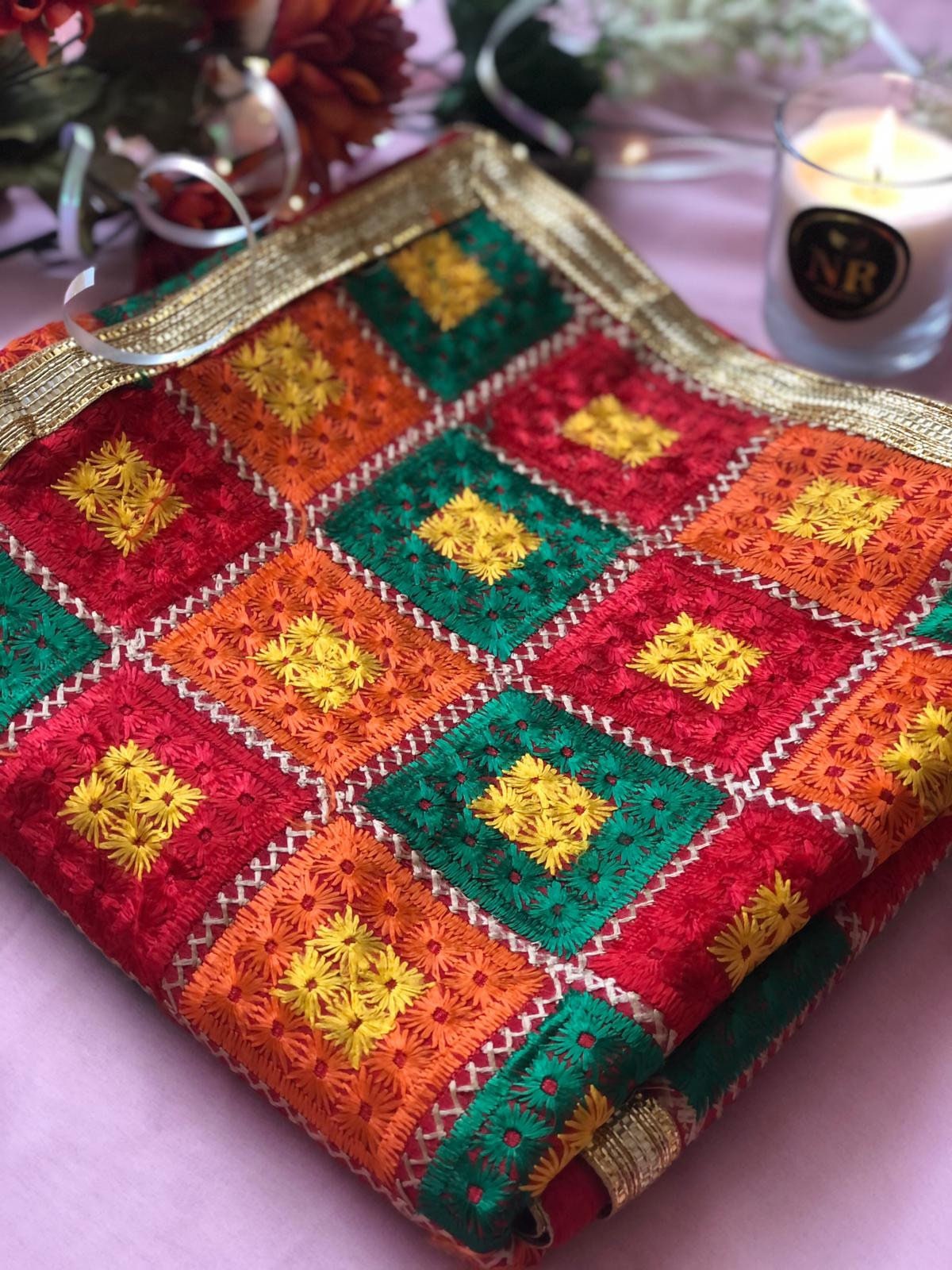 Shawl phulkari / Indian phulkari dupatta/ Punjabi phulkari/ | Etsy