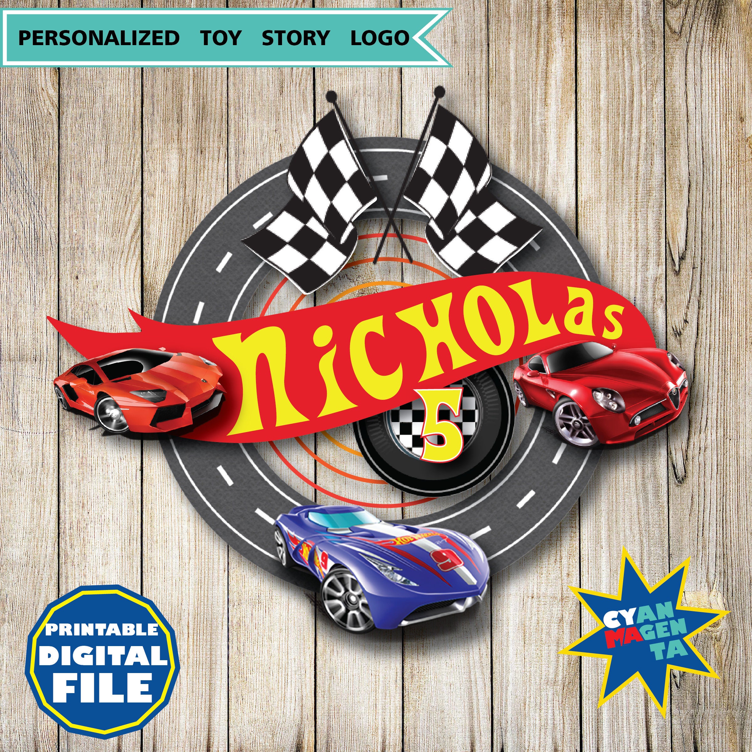 Personalized Digital Hot wheels Birthday Party Logo Custom | Etsy