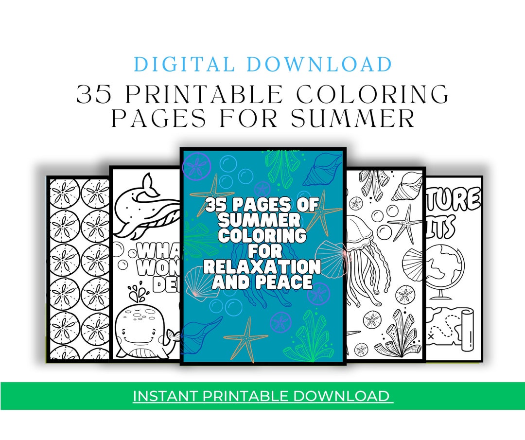 Printable Summer Activities Coloring Book Camping, Beaches, Sea-life ...