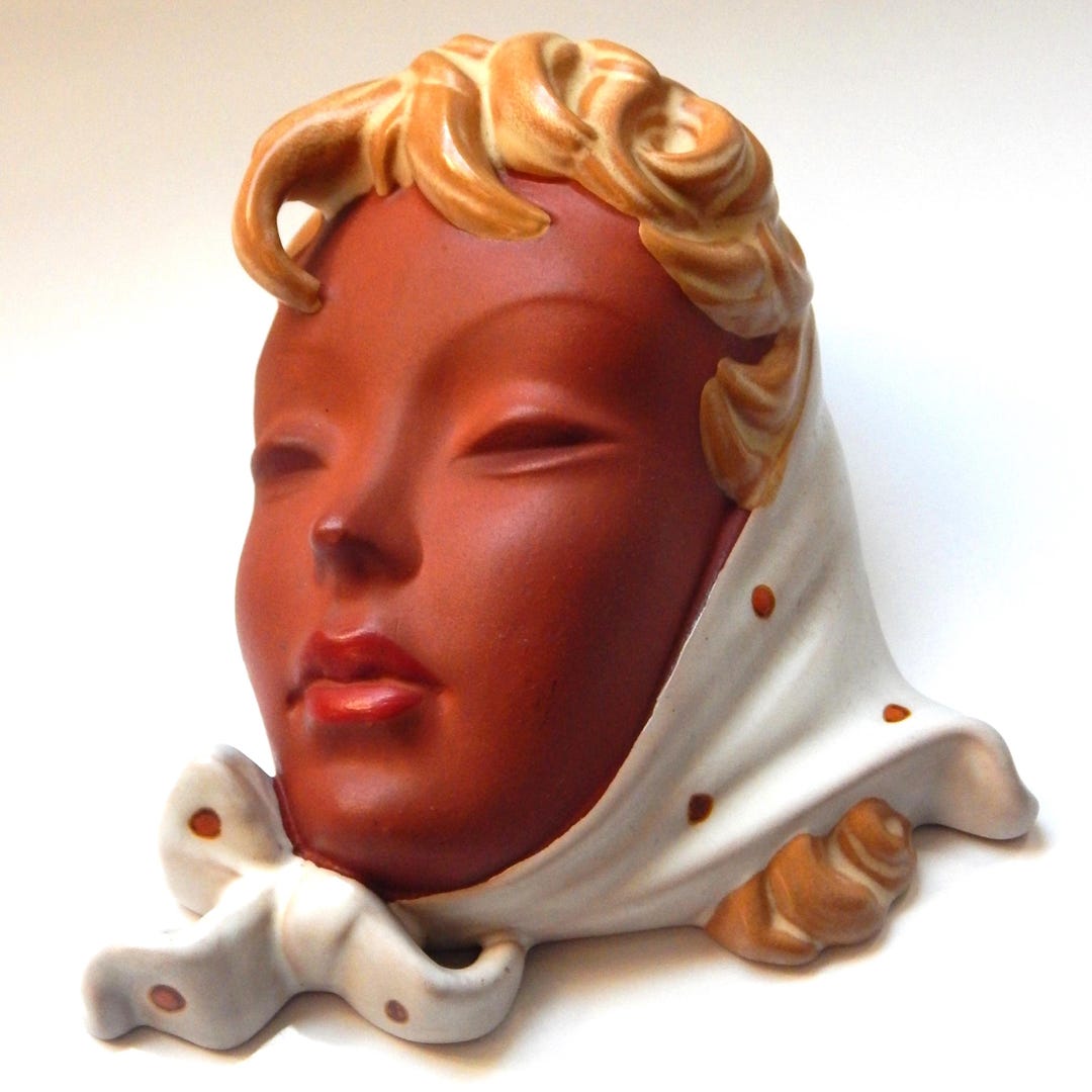 Rare Austrian Ceramic Wall Mask Plaque 1930s - 1940s Lady Head Model No ...