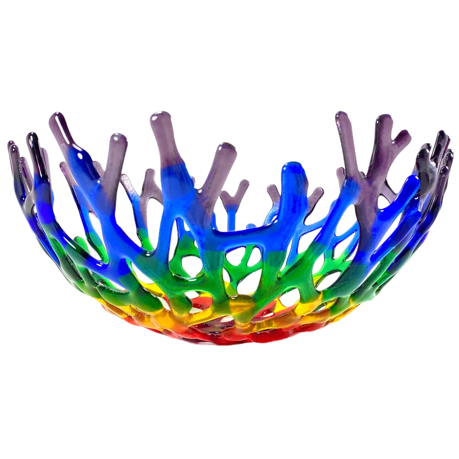 Fused Glass Coral Branch Bowl 11 Rainbow Mixed - Etsy