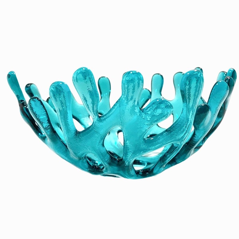 Fused Glass Coral Bowl - Etsy