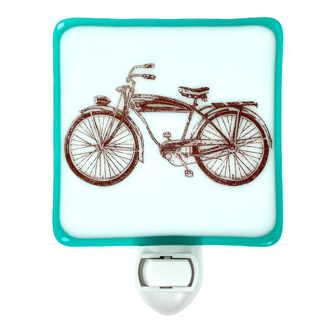 Retro Vintage Bicycle Bike Night Light, Fused Glass Night Light - Etsy