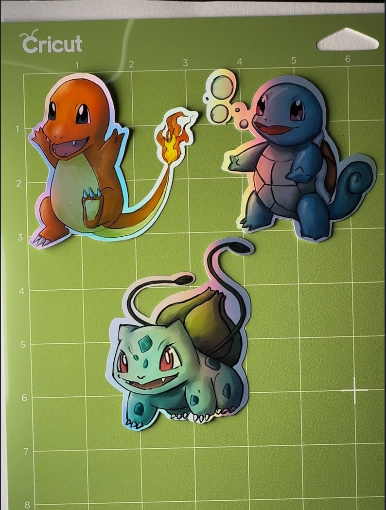 Bulbasaur, Squirtle, Charmander Three Stickers Bundle, Holographic ...
